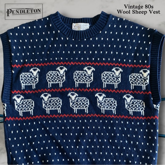 Pendleton | Sweaters | Vintage 8s Pendleton Wool Sheep Sweater Vest In ...